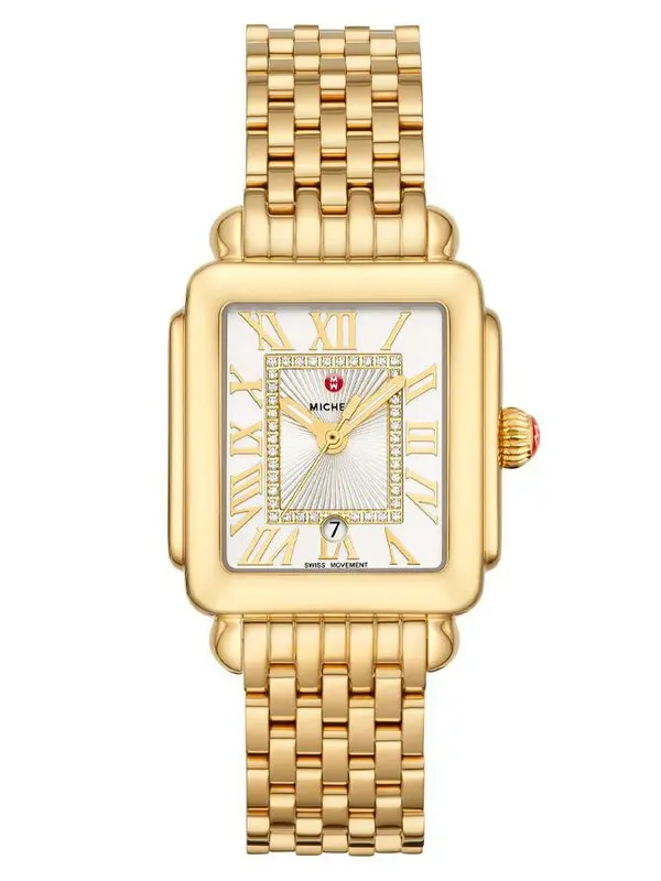 Michele Deco Madison Mid Diamond Dial Bracelet Watch - Silver