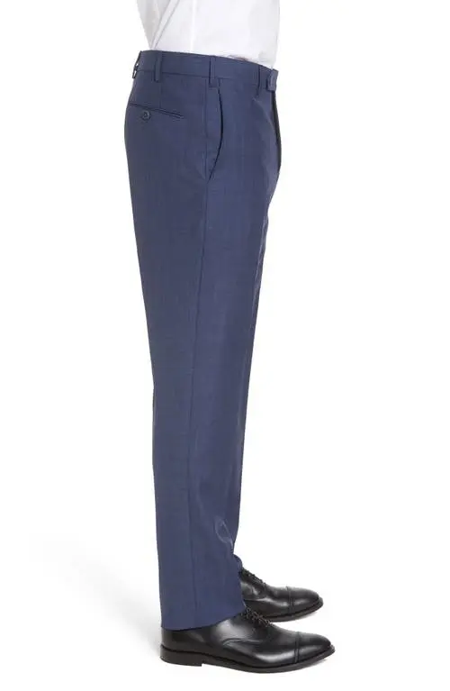 Zanella Parker Flat Front Sharkskin Wool Trousers