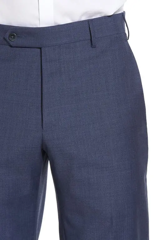 Zanella Parker Flat Front Sharkskin Wool Trousers