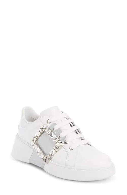 ROGER VIVIER Viv Skate Crystal Buckle Sneakers - White