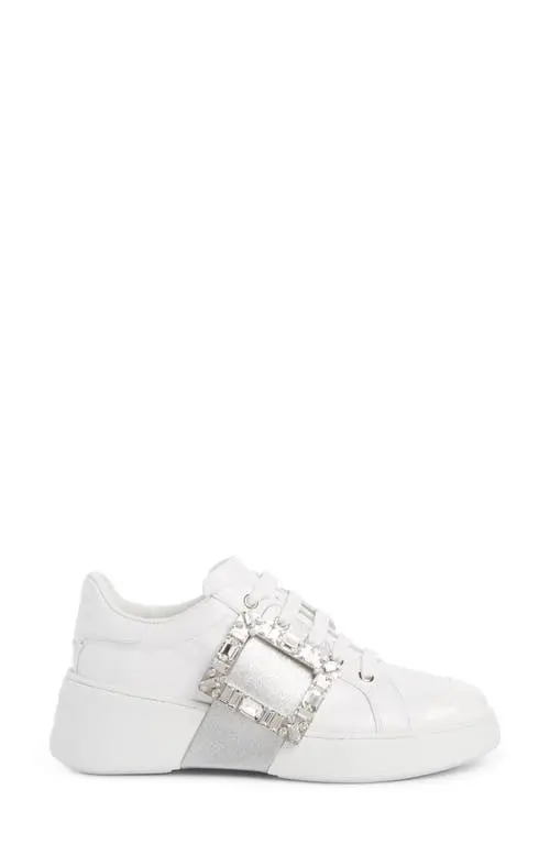 ROGER VIVIER Viv Skate Crystal Buckle Sneakers - White