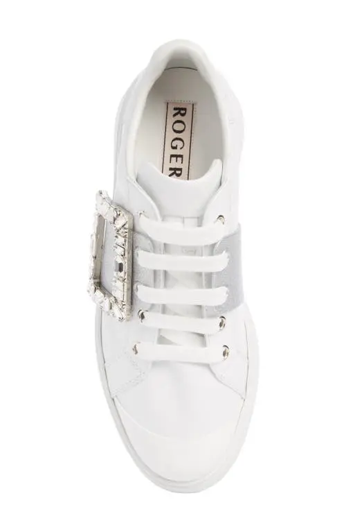 ROGER VIVIER Viv Skate Crystal Buckle Sneakers - White