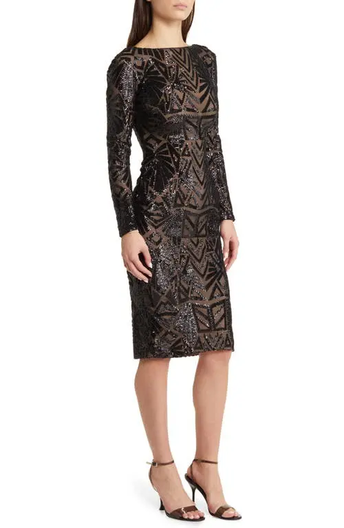dress the population emery scoop back sequin midi dress Dress The Population Emery Dress - White