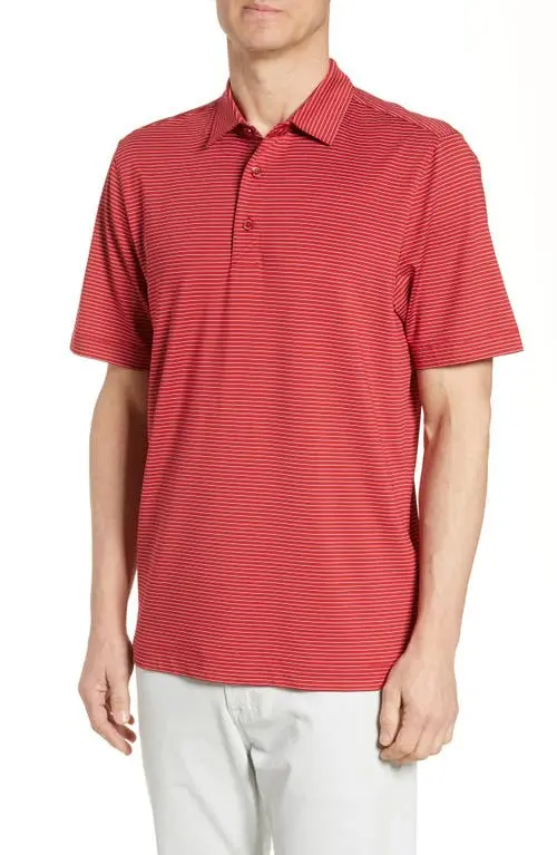 Cutter & Buck Forge Drytec Pencil Stripe Performance Polo - Cardinal Red