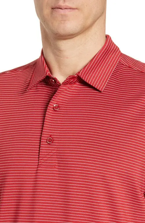 Cutter & Buck Forge Drytec Pencil Stripe Performance Polo - Cardinal Red