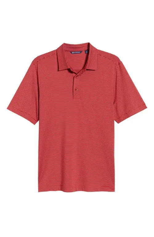 Cutter & Buck Forge Drytec Pencil Stripe Performance Polo - Cardinal Red