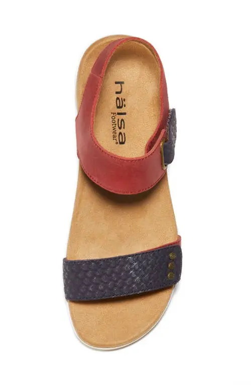 HALSA FOOTWEAR Dominica Sandal - Dark Red/navy Leather