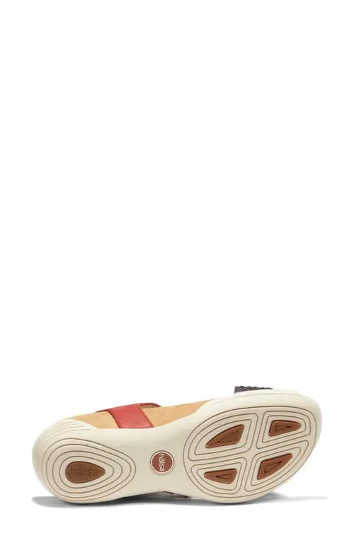 HALSA FOOTWEAR Dominica Sandal - Dark Red/navy Leather