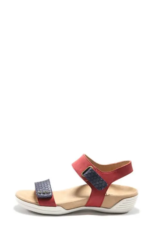 HALSA FOOTWEAR Dominica Sandal - Dark Red/navy Leather