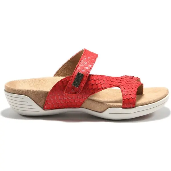 HALSA FOOTWEAR Darline Slide Sandal - Red Leather