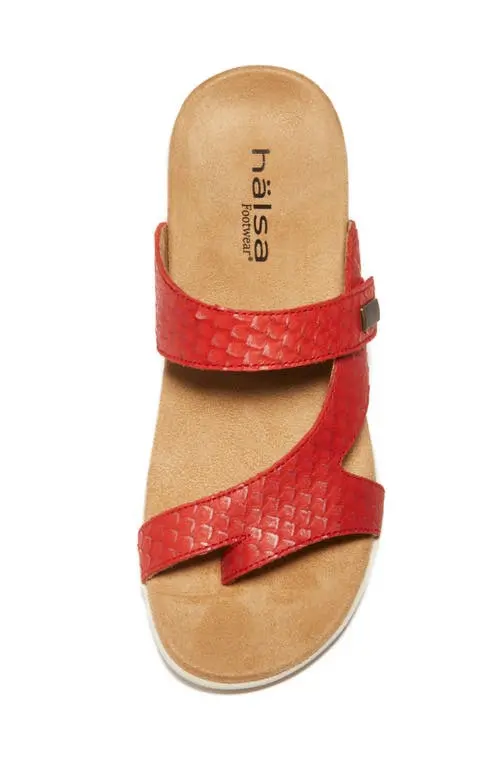 HALSA FOOTWEAR Darline Slide Sandal - Red Leather