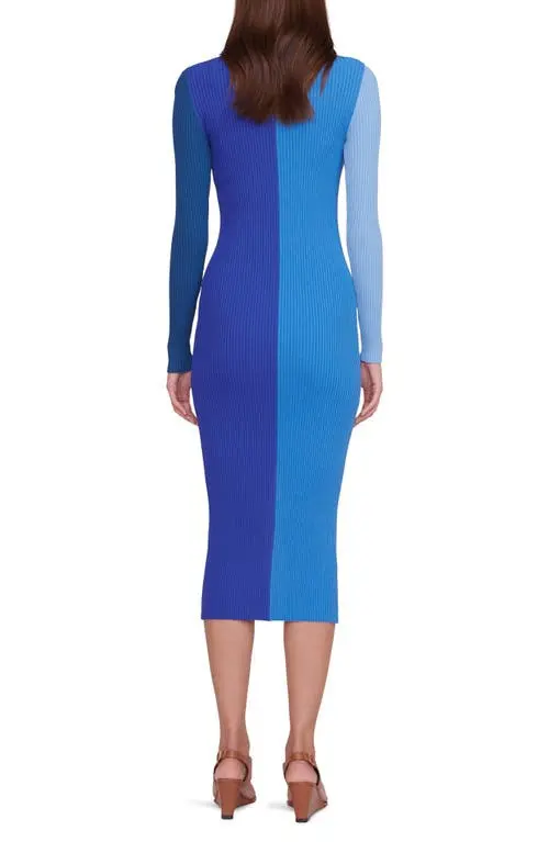 Staud Shoko Colorblock Ribbed Sweater Dress - Cobalt Multi