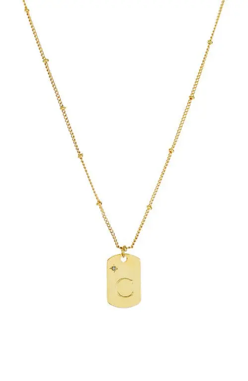 PANACEA Initial Tag Pendant Necklace - Gold-c