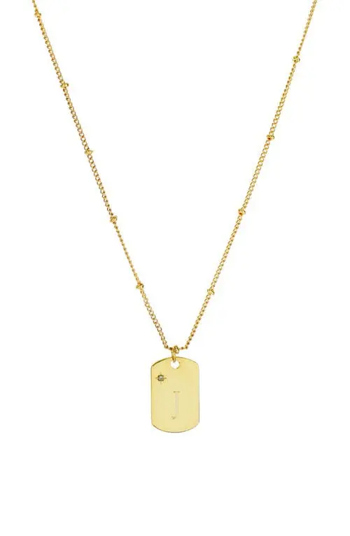 PANACEA Initial Tag Pendant Necklace - Gold-j