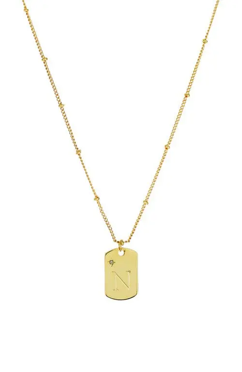 PANACEA Initial Tag Pendant Necklace - Gold-n