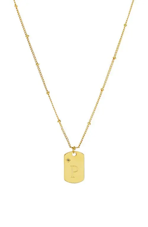 PANACEA Initial Tag Pendant Necklace - Gold-p