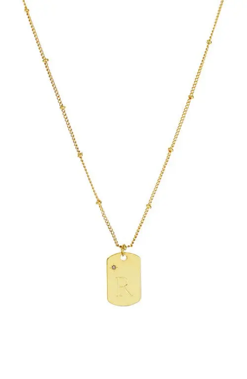 PANACEA Initial Tag Pendant Necklace - Gold-r
