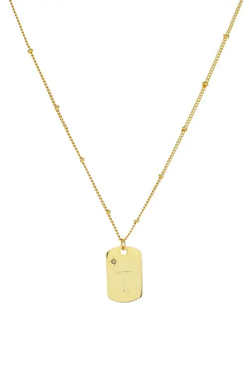 PANACEA Initial Tag Pendant Necklace - Gold-t
