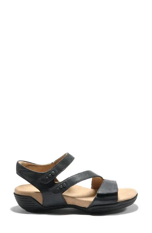 HALSA FOOTWEAR Denia Ankle Strap Sandal - Black Leather
