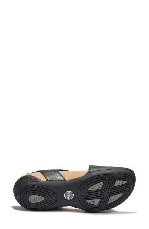 HALSA FOOTWEAR Denia Ankle Strap Sandal - Black Leather