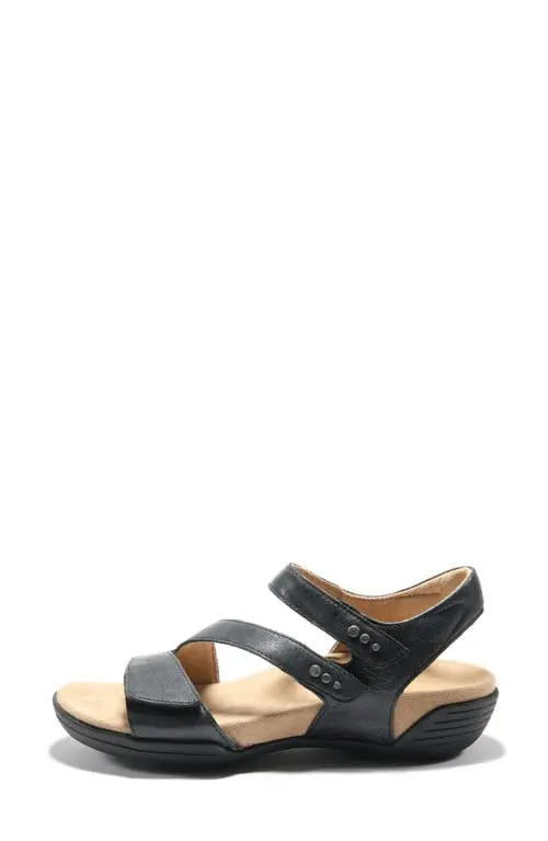 HALSA FOOTWEAR Denia Ankle Strap Sandal - Black Leather
