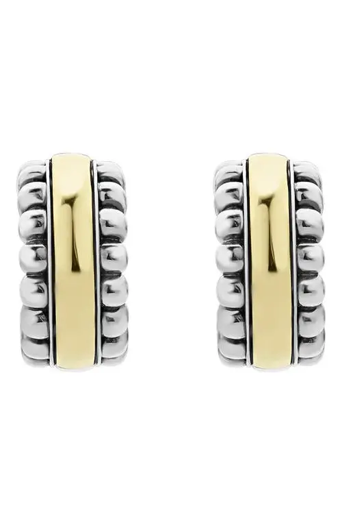 Lagos Signature Caviar Two-tone Hoop Earrings - Silver/gold