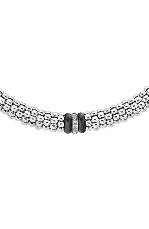 Lagos Black Caviar Pavé Diamond Collar Necklace