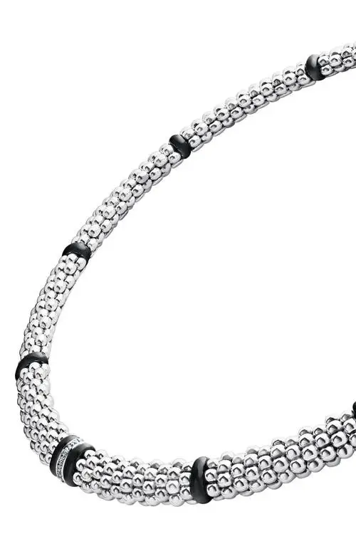 Lagos Black Caviar Pavé Diamond Collar Necklace