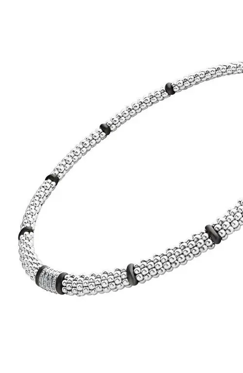Lagos Black Caviar Diamond Rope Necklace