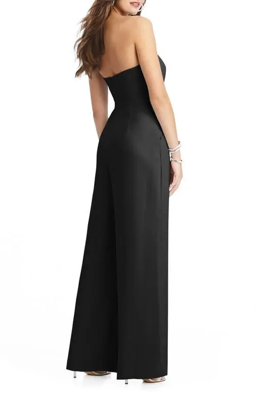 Dessy Collection Strapless Crepe Jumpsuit - Black