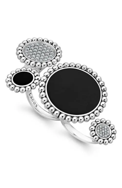 Lagos Maya Diamond And Onyx Ring - Silver/onyx