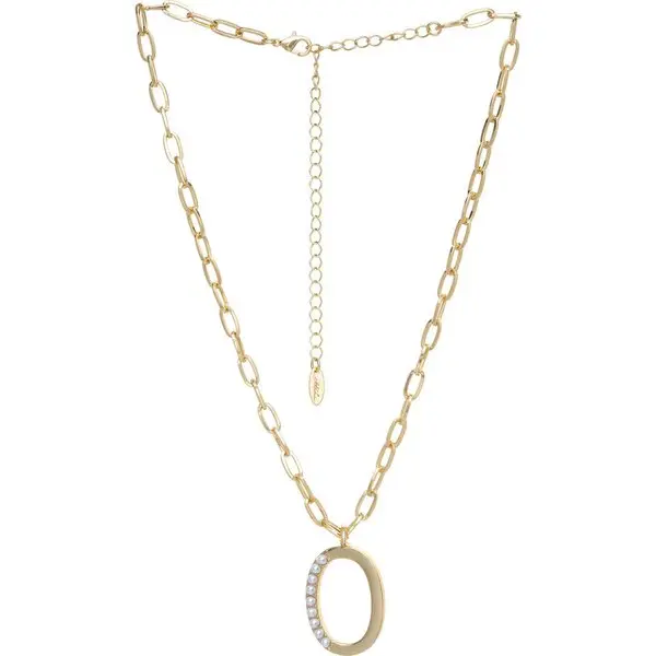 Ettika Imitation Pearl Initial Pendant Necklace - Gold