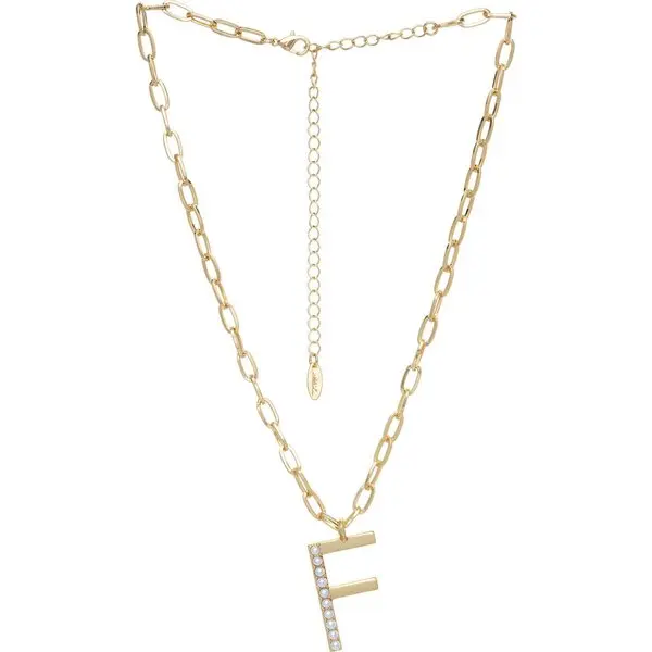 Ettika Imitation Pearl Initial Pendant Necklace - Gold