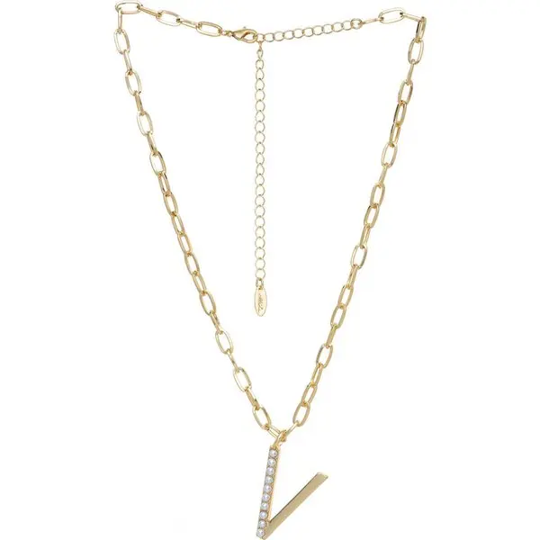 Ettika Imitation Pearl Initial Pendant Necklace - Gold