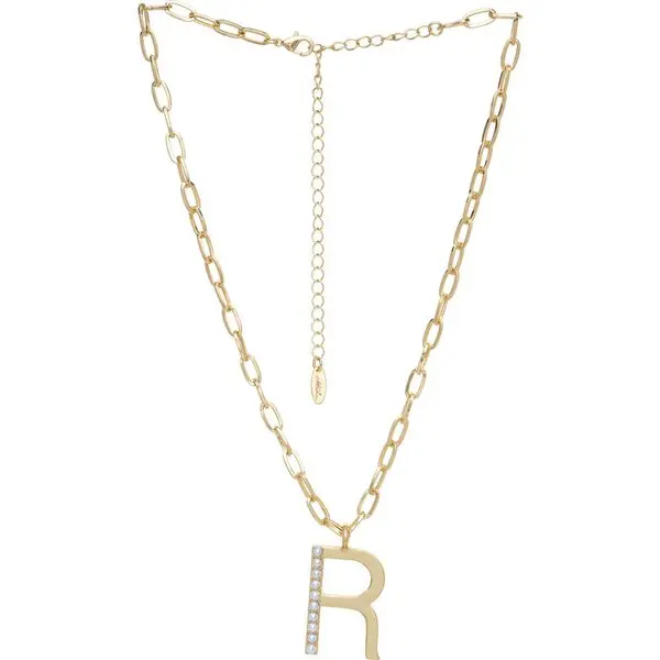 Ettika Imitation Pearl Initial Pendant Necklace - Gold