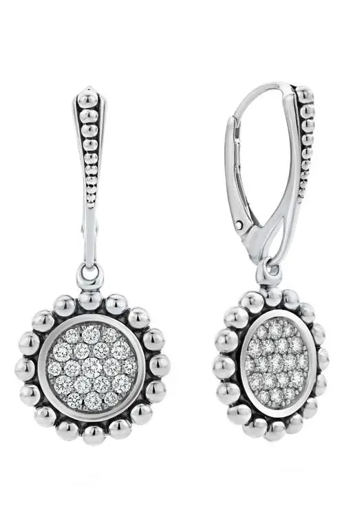 Lagos Caviar Spark Diamond Circle Drop Earrings - Silver/diamond