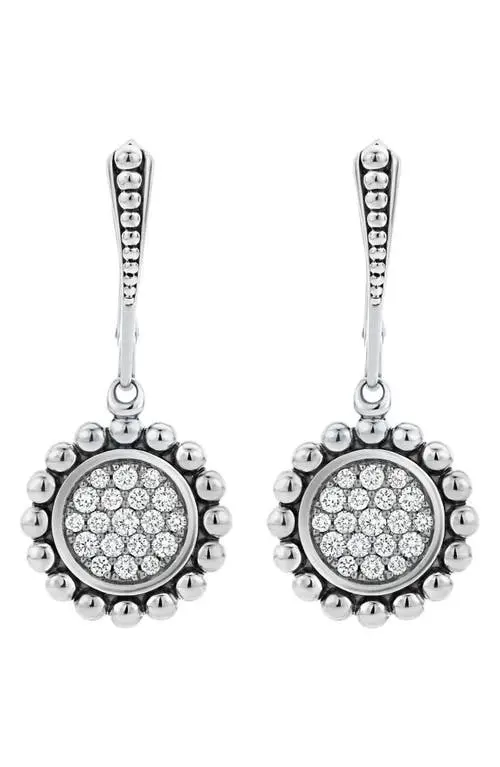 Lagos Caviar Spark Diamond Circle Drop Earrings - Silver/diamond