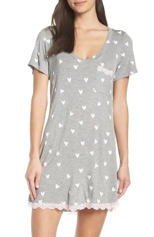 Honeydew Intimates Intimates All American Sleep Shirt - Heather Grey Hearts