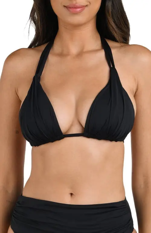 La Blanca Island Goddess Halter Bikini Top - Black