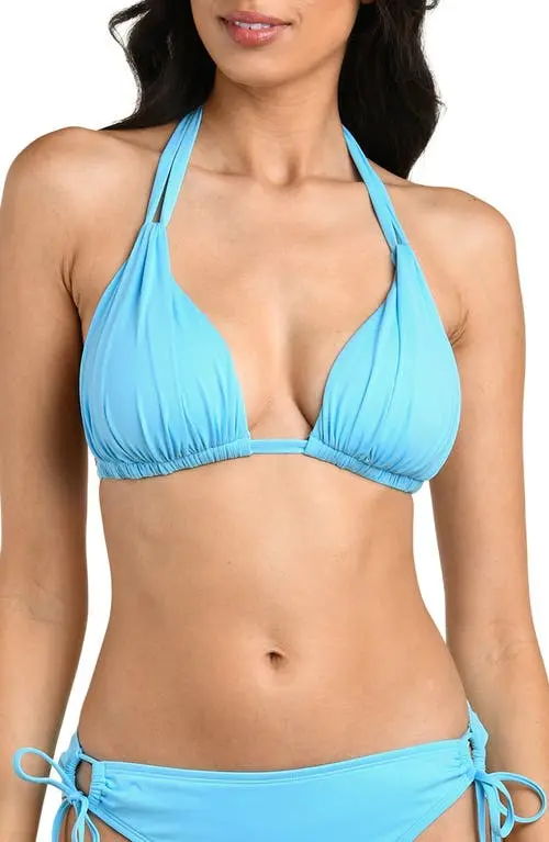 La Blanca Island Goddess Halter Bikini Top - Sky