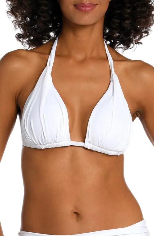 La Blanca Island Goddess Halter Bikini Top - White