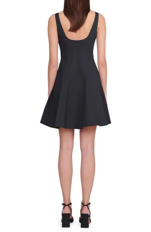 Staud Wells Cotton Stretch Poplin Fit & Flare Dress - Black