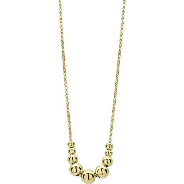 Lagos Caviar Graduated Bead Chain Necklace - Gold