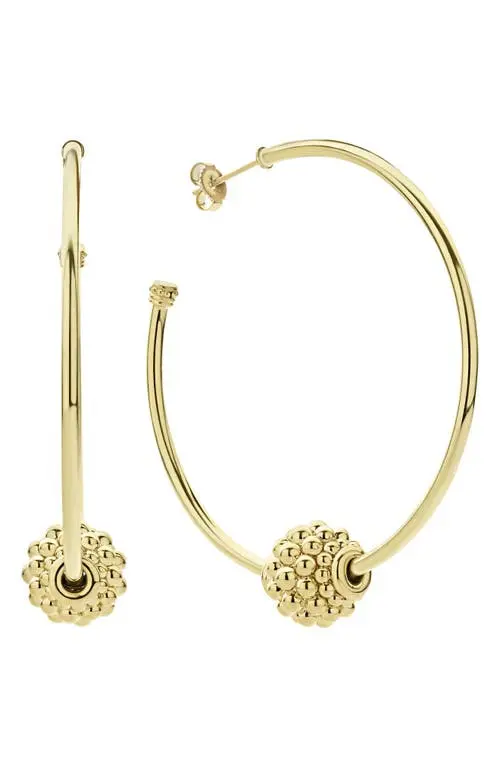 Lagos Caviar Medium Hoop Earrings - Gold