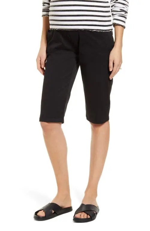 ANGEL MATERNITY Knee Length Slim Fit Shorts - Black