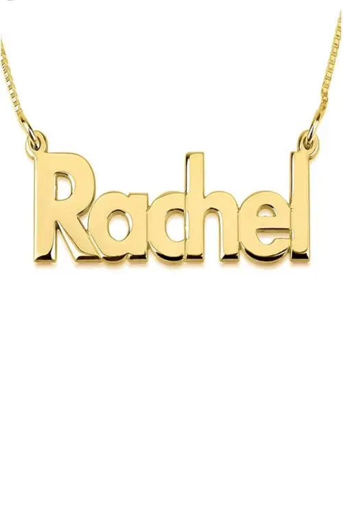 MELANIE MARIE Bold Nameplate Pendant Necklace - Gold Plated