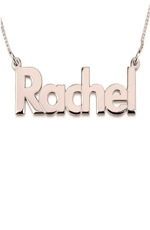 MELANIE MARIE Bold Nameplate Pendant Necklace - Rose Gold Plated