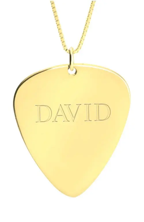 MELANIE MARIE Personalized Guitar Pick Pendant Necklace - Gold Plated