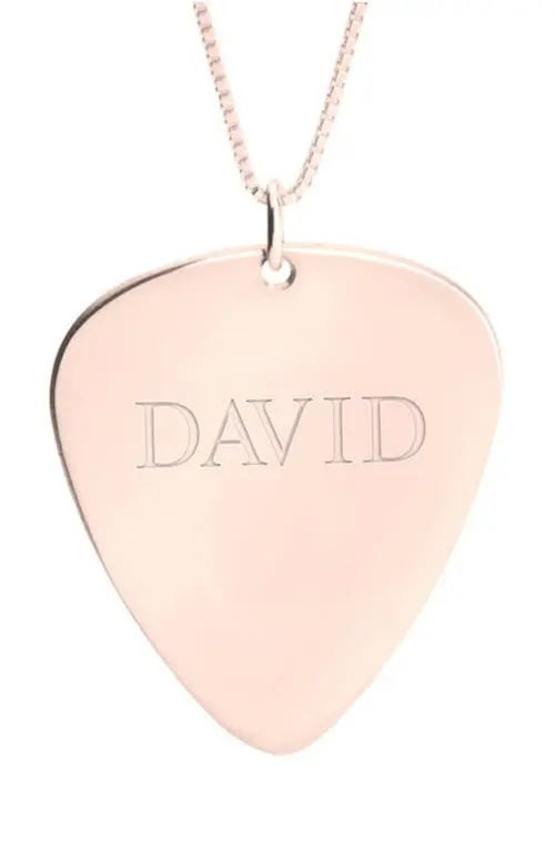 MELANIE MARIE Personalized Guitar Pick Pendant Necklace - Rose Gold Plated