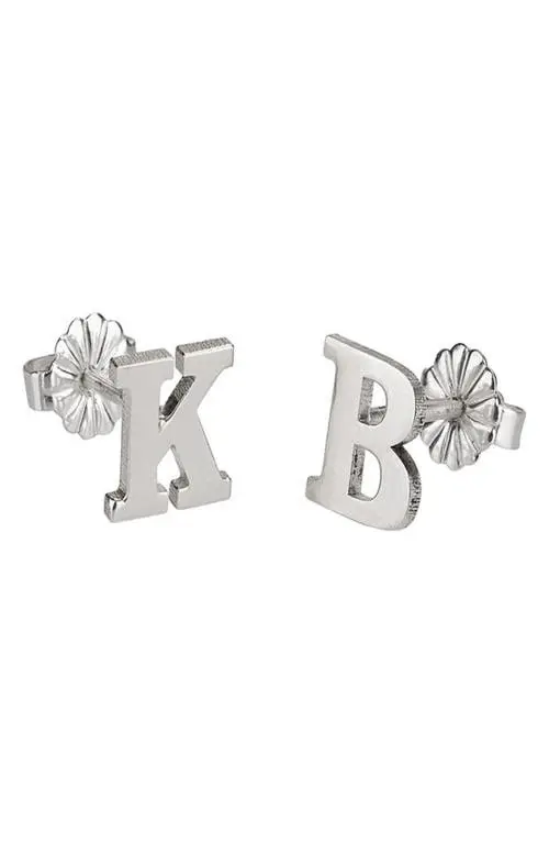 MELANIE MARIE Personalized Letter Stud Earrings - Sterling Silver